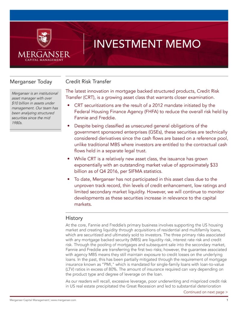 Credit Risk Transfer | Merganser Capital Management